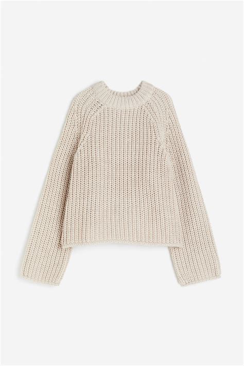 Oversized Rib Knit Sweater Light Beige Ladies Handm Us