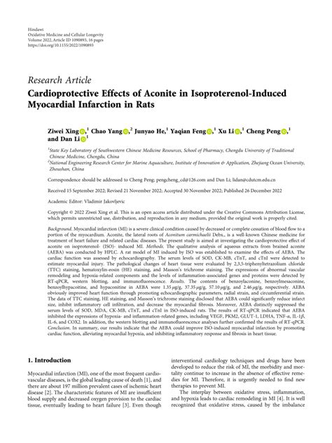 Pdf Cardioprotective Effects Of Aconite In Isoproterenol Induced