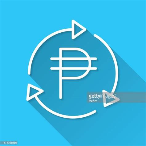 Peso Reload Icon On Blue Background Flat Design With Long Shadow High