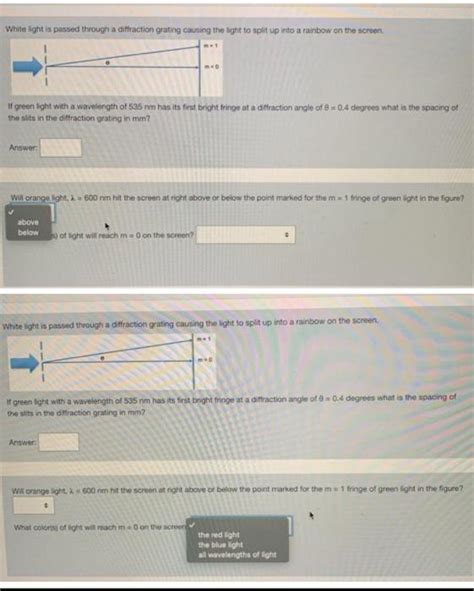 Solved White Light Is Passed Through A Diffraction Grating