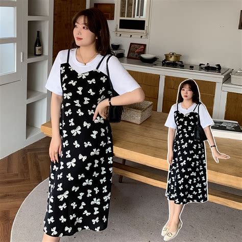 Plus Size Korean Ribbon Midi Dress Extra Big Size Pluspreorder