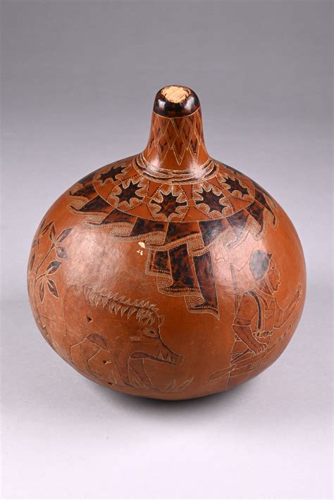 Kalebasse Mit Kunstvollen Gravuren Ca 1930 Kunstauktionshaus