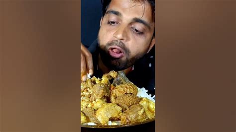 Asmr Eating Spicy Mutton Liver Mutton Masala Green Chilli Salad
