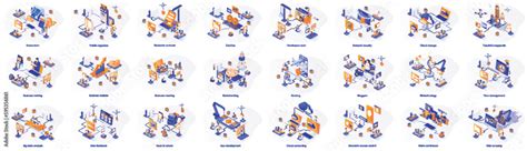 Mega Set Of Isometric Concepts Contains Such Business Development