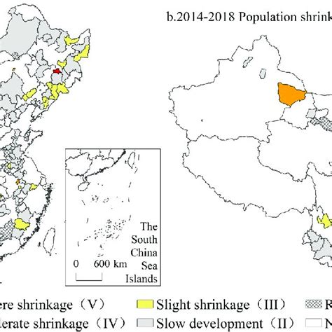 Spatial Distribution Of Population Shrinkage From 2010 To 2018 Note Download Scientific