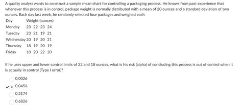 [solved] 7 A Quality Analyst Wants To Construct A Sample Mean Chart