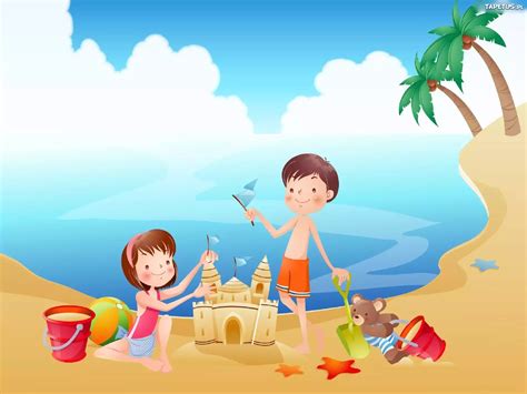 Dzieci Morze Plaża Zabawa