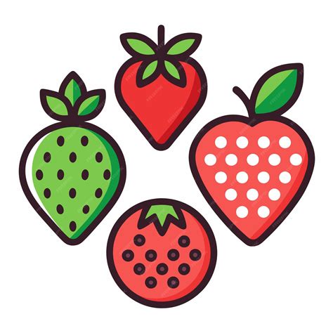 Four Strawberries In Different Styles Premium Ai Generated Vector