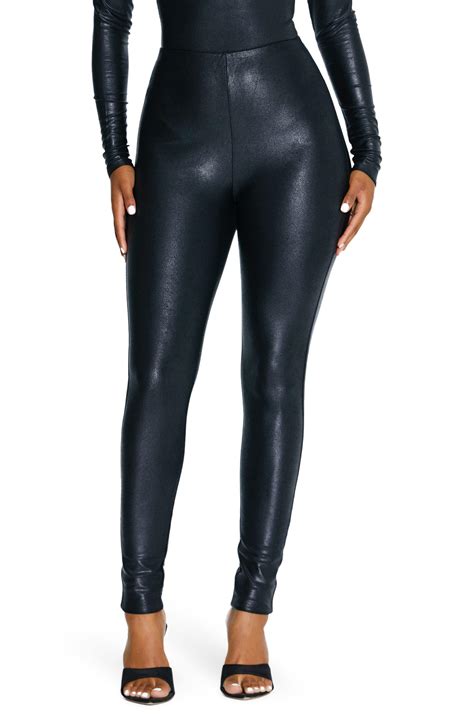 Naked Wardrobe Drip On Drip Faux Leather Leggings In Blue Lyst