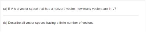 solved a if v is a vector space that has a nonzero vector