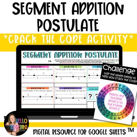 Segment Addition Postulate Digital Activity For Hs Geometry By Hello Algebra