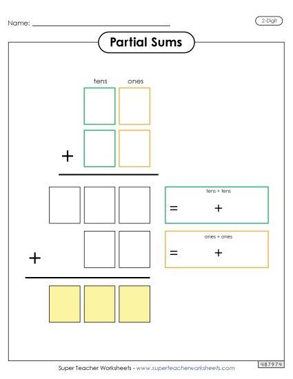 Partial Sums Addition Worksheets