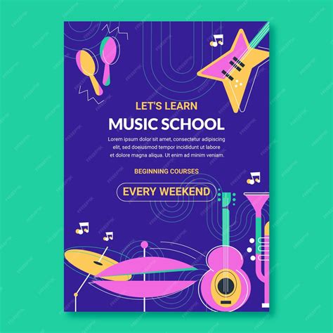Free Vector Flat Music School Classes And Education Vertical Poster
