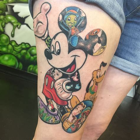 Mickey With Disney Characters Tattoo Picture Tattoos Disney Characters Tattoos Tattoos