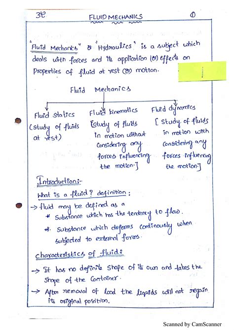Unit I Fluid Statics Notes Pdf