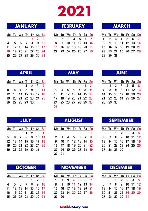 Calendar With Holidays Printable Free Colorful Monday Start