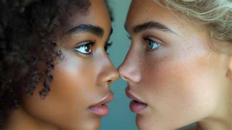 Premium Photo Two Young Girls Look Into Each Others Eyes