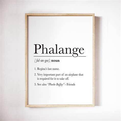 Phalange Definition Print Friends Tv Series Phoebe Buffay Etsy