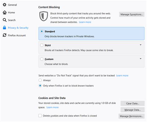 Firefox Tracking Protection