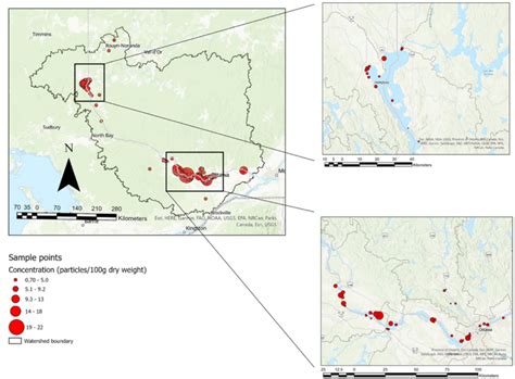 distribution of sample concentrations using weighted circles from each