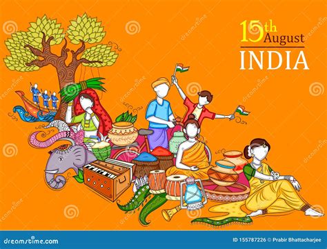 Indian Collage Illustration Showing Culture Tradition And Festival Of