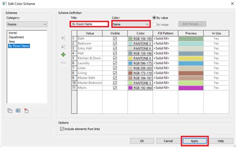Create Revit Colour Scheme