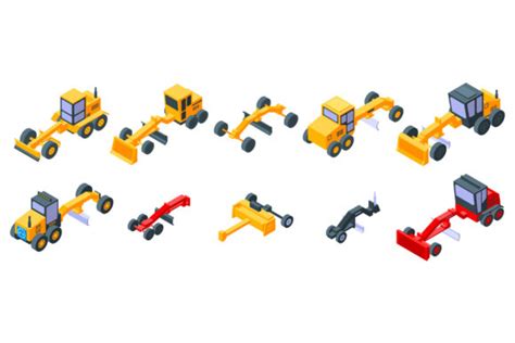 Grader Machine Icons Set Graphic By Ylivdesign · Creative Fabrica