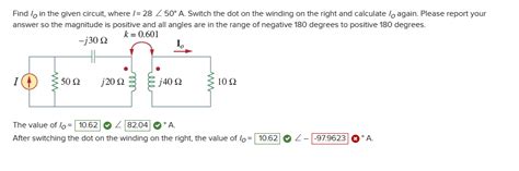 Solved Find Io In The Given Circuit Where I28∠50∘a Switch