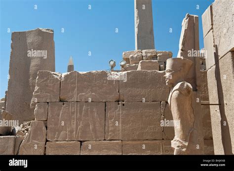 Statue Of The Deity Amun Ra Karnak Temple Complex Luxor Egypt Stock