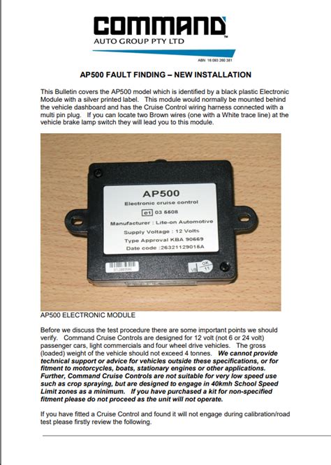 Ap500 Fault Finding New Installation Command Auto