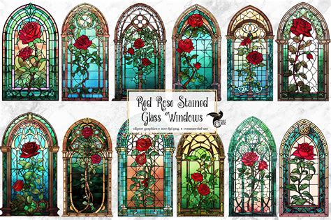 A Colorful Stained Glass Window Clipart Featuring A Black Cross