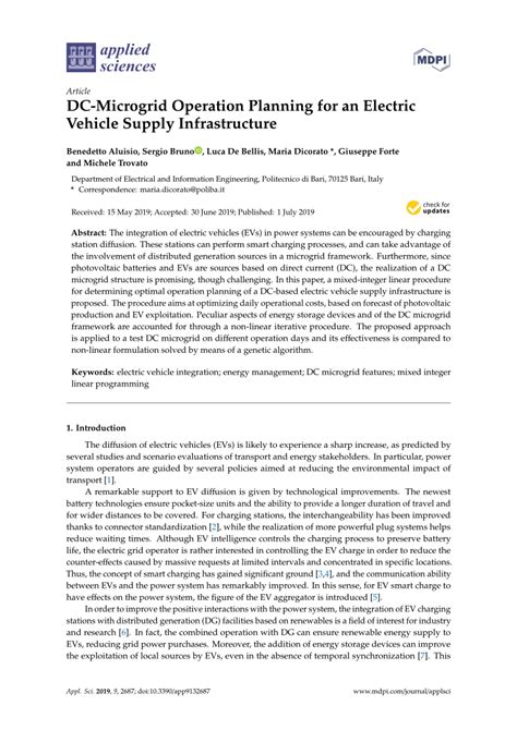 PDF DC Microgrid Operation Planning For An Electric Vehicle Supply Infrastructure