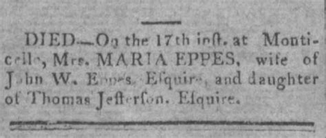 Mary “maria” Jefferson Eppes 1778 1804 Find A Grave Memorial