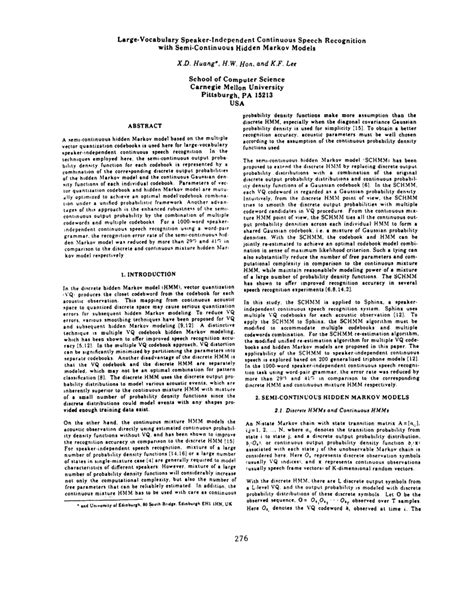 Pdf Large Vocabulary Speaker Independent Continuous Speech