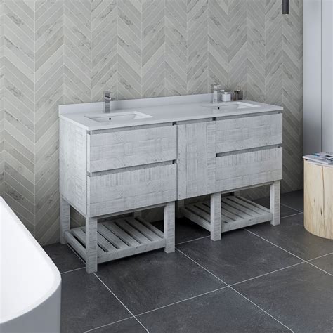 60 Floor Standing Open Bottom Double Sink Modern Bathroom Cabinet W