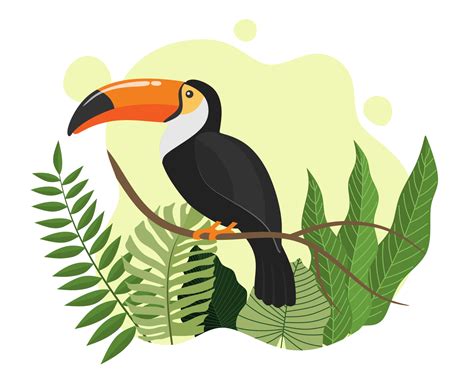 Toucan Birds On Tropical Branches With Leaves 4865585 Vector Art At