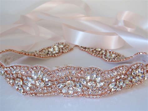 Rose Gold Crystal Rhinestone Bridal Sashwedding Sashbridal