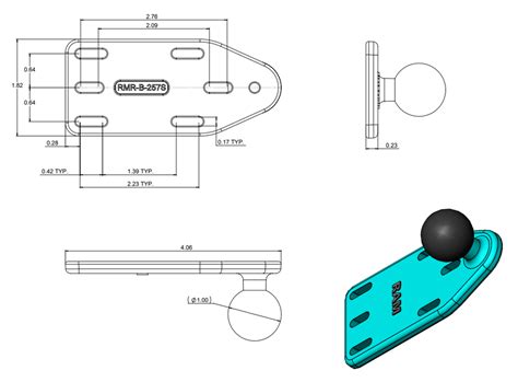 Ram® Offset Reservoir Cover Ball Base