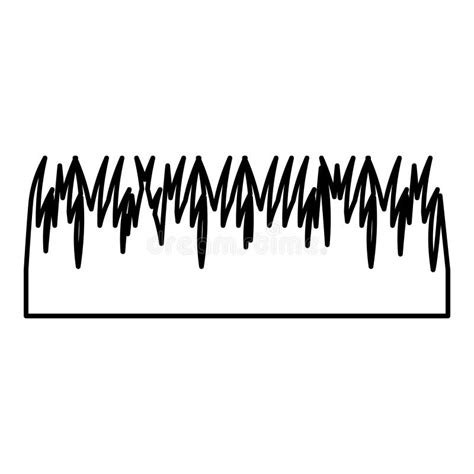 Grass Border Leaves Contour Outline Line Icon Black Color Vector