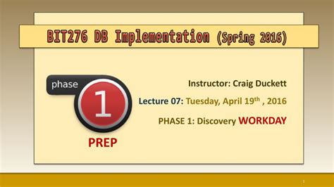 Prep Instructor Craig Duckett Lecture 07 Tuesday April 19th Ppt