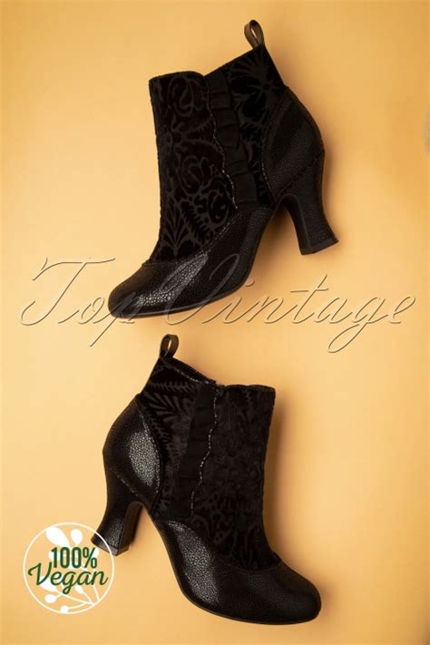 Ruby Shoo 40s Antoinette Velvet Booties In Black Shop At Topvintage