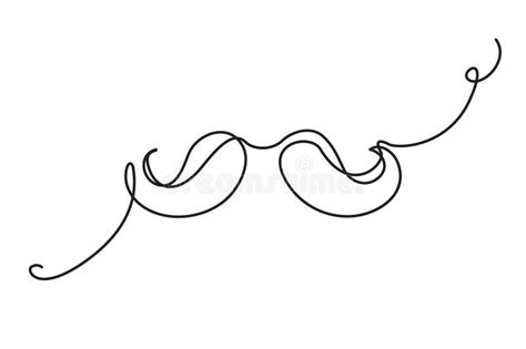 One Line Drawing Mustache Continuous Line Dad Whiskers Moustache Vintage Man Hairstyle Stock