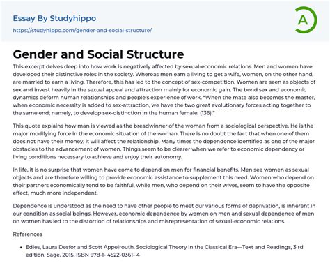 Gender And Social Structure Essay Example