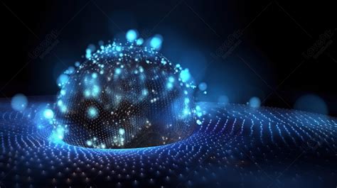 파도 추상에 연결된 파란색 점의 몰입형 3d 영역 디지털 네트워크 탐색 연결 배경 파도 배경 파란색 배경 이미지 Hd 연결 파도 파란색 배경 사진 무료 다운로드