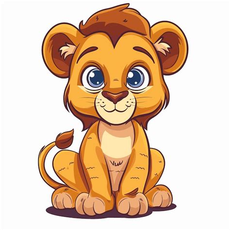 Premium Vector Cute Cartoon Lion Sitting On A White Background Vector