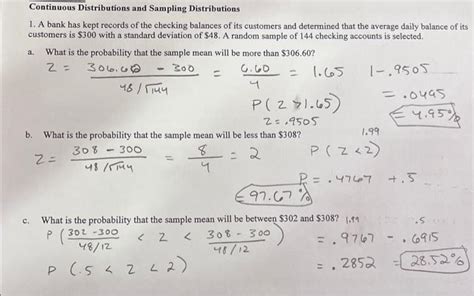 solved continuous distributions and sampling distributions