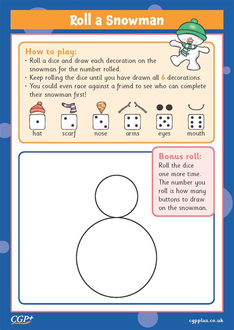 Winter — Roll A Snowman Subitising To 6 Reception Cgp Plus