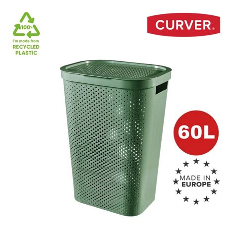 Curver Infinity Clothes Laundry Hamper Dots 60l Green Waterproof