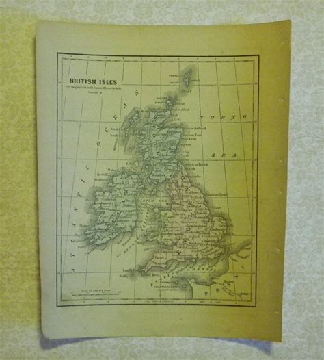 Victorian Era Engraved Print Map Of The British Isles A Colton And Fitch