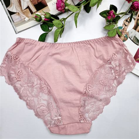 Majtki koronkowe bawełniane wysoki stan plus size Samira pudrowy róż